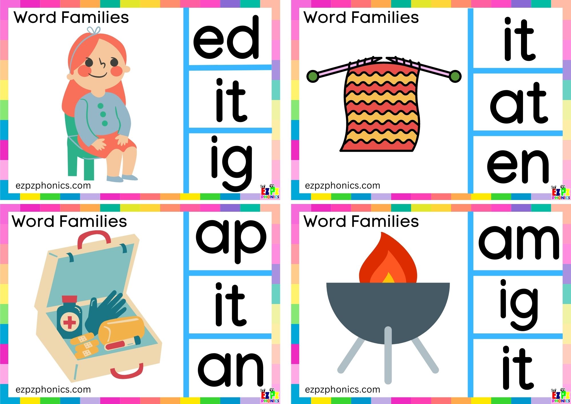 Word Family it Look at the image and clip the correct letters Clip cards group 2 - ezpzphonics.com